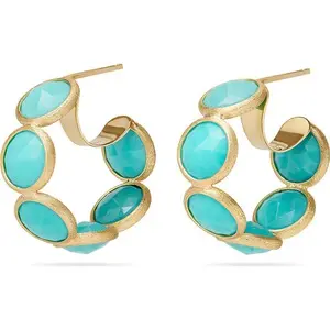 Marco Bicego Jaipur Color Turquoise Hoop Earrings - Gold