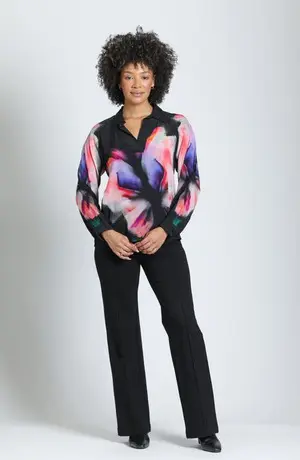 APNY Long Sleeve Half Placket Pullover Top