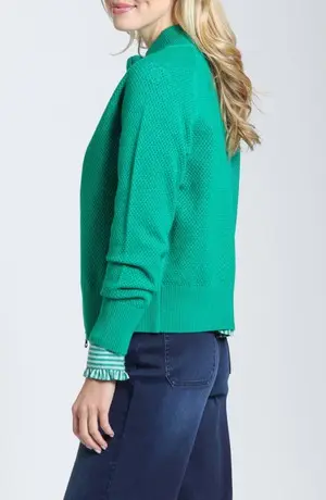 APNY Mesh Pointelle Zip Full Zip Sweatshirt