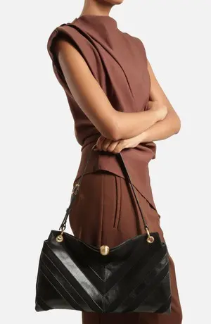 AREZZO Aurora Medium Leather Shoulder Bag - Black