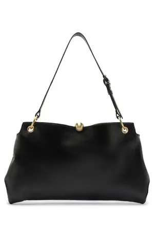 AREZZO Aurora Medium Leather Shoulder Bag - Black