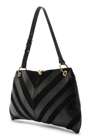 AREZZO Aurora Medium Leather Shoulder Bag - Black