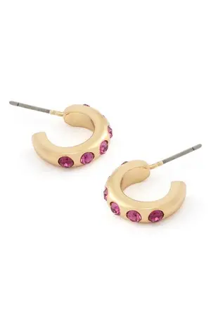 Kurt Geiger Stone Huggie Hoop Earrings - Pink