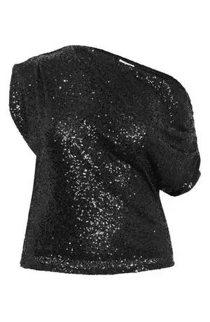 City Chic Adorn Sequined Off-the-shoulder Top - Black