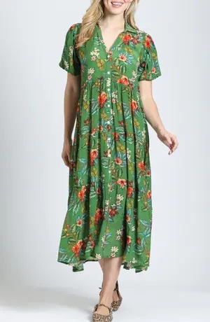 APNY Tiered Puff Sleeve Shirtdress