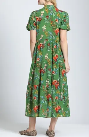 APNY Tiered Puff Sleeve Shirtdress