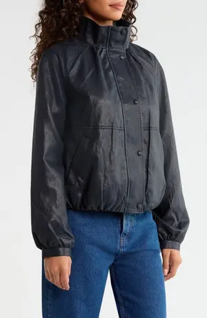 Bagatelle Faux Leather Balloon Bomber Jacket