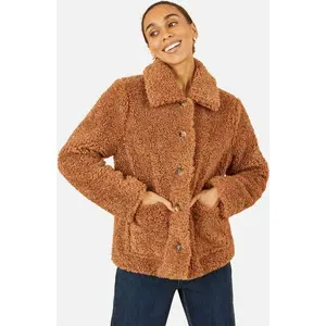 YUMI Short Teddy Bear Jacket - Brown