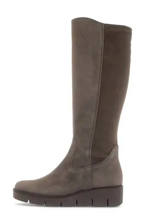 Gabor Vina Leather Knee High Wedge Boots - Mohair