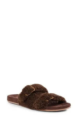 Seychelles Faux Fur Slide Sandals - Brown