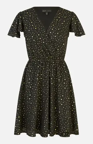 YUMI Mini Star Foil Print Skater Dress