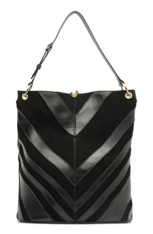 AREZZO Aurora Large Leather Hobo Bag Black