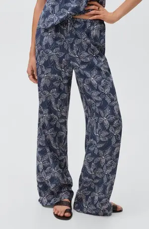 Mango Floral Drawstring Pants