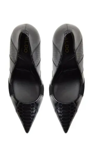 Aldo Stasyamix Croc Embossed Faux Leather Pump - Black