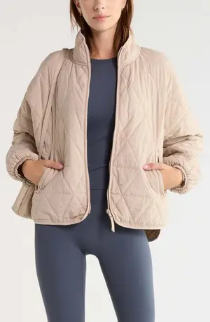 Zella Quilted Packable Jacket - Tan Thread