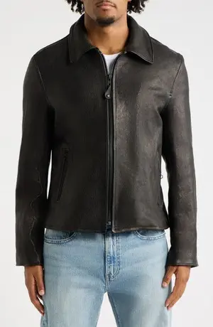 SCHOTT Vegetable Tanned Lambskin Leather Mechanic Jacket