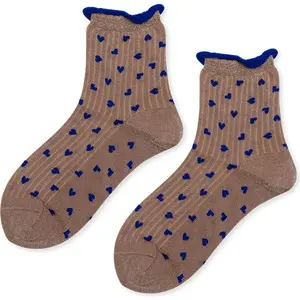 Hansel From Basel Sheer Heart Crew Socks - Bronze