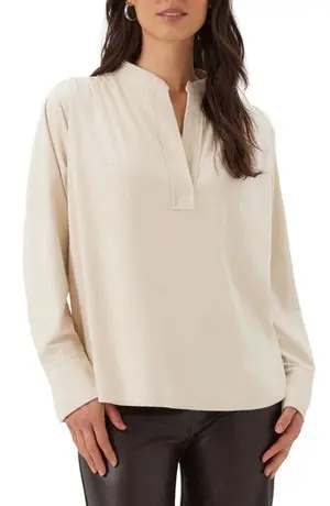 Karen Kane Embellished Faux Suede Shirt - Cream