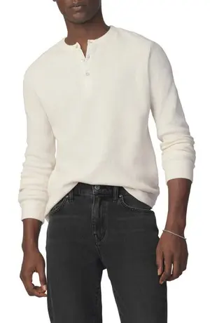 Joe's Jeans Long Sleeve Waffle Henley T-shirt Ecru