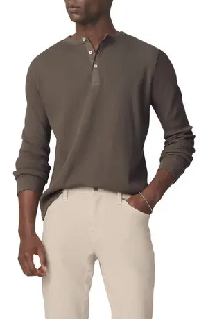 Joe's Jeans Long Sleeve Waffle Henley T-shirt - Tea Leaf