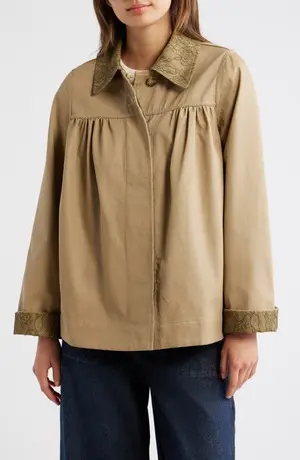 DAMSON MADDER Mercedes Lace Collar Organic Cotton Mini Coat