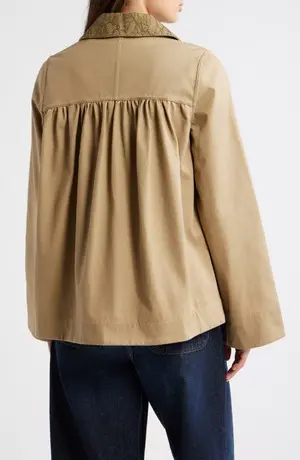 DAMSON MADDER Mercedes Lace Collar Organic Cotton Mini Coat