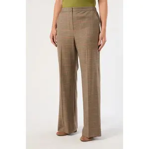 Marina Rinaldi Avena Microcheck Straight Leg Virgin Wool Trousers