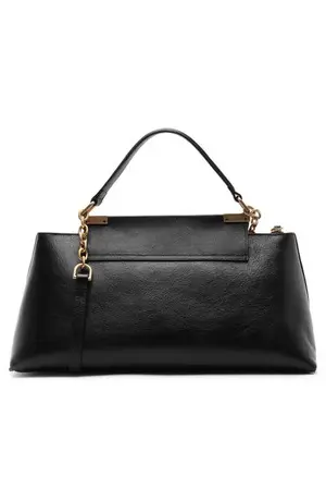 AREZZO Everly Medium Embossed Leather Satchel - Black
