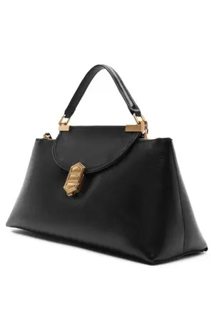 AREZZO Everly Medium Embossed Leather Satchel - Black