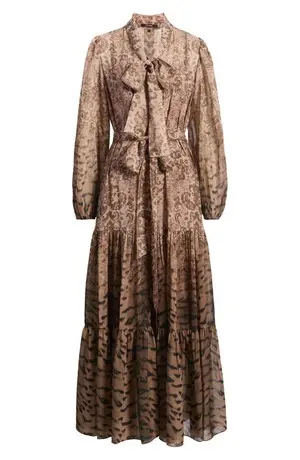 Kobi Halperin Oak Print Long Sleeve Maxi Dress