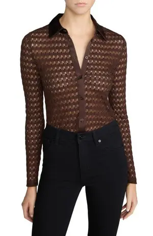 FRAME Bubble Stitch Button-up Shirt - Chestnut