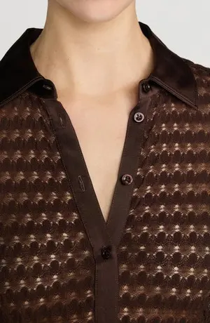 FRAME Bubble Stitch Button-up Shirt - Chestnut