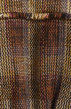 TOCCIN Pierce Fringe Detail Tweed Bomber Jacket