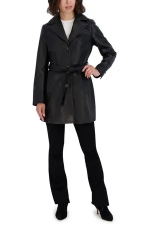 Tahari Nicole Leather Coat