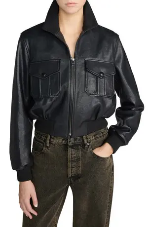 FRAME Leather Bomber Jacket