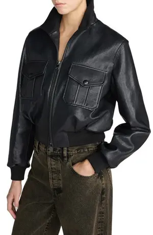 FRAME Leather Bomber Jacket