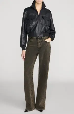 FRAME Leather Bomber Jacket