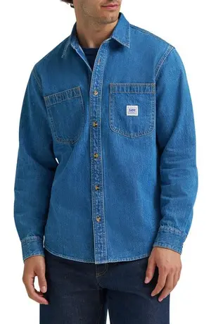 LEEM 91-j Worker Long Sve Button Up Shirt - Tradewinds