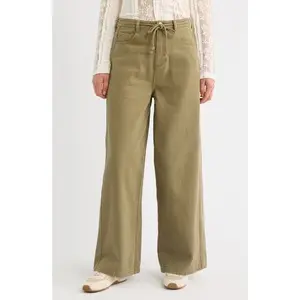 24COLOURS High Waist Wide Leg Cotton Pants With Drawstring