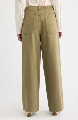 24COLOURS High Waist Wide Leg Cotton Pants With Drawstring