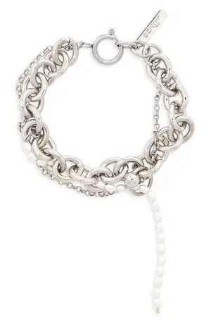 JUSTINE CLENQUET Justine Clenquet Salem Imitation Pearl And Chain Bracelet