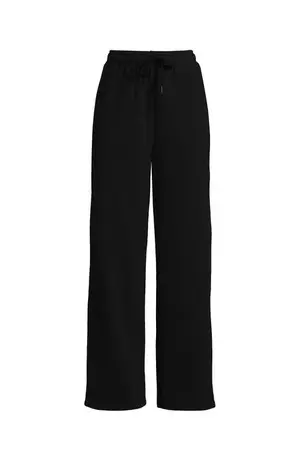LANDS' END Serious Sweats High Rise Relaxed Straight Leg Pants - Black