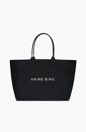 ANINE BING Leo Coated Canvas Tote - Black
