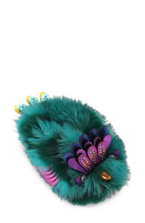 Kurt Geiger Faux Fur Embellished Slipper - Green