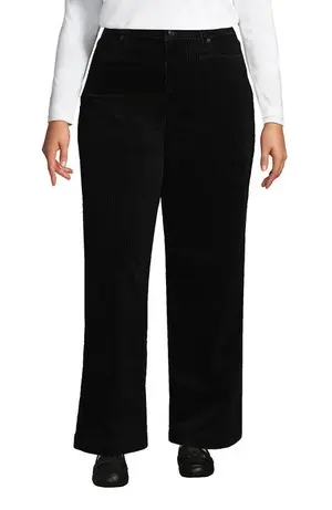 LANDS' END High Rise Wide Leg Corduroy Pants - Black