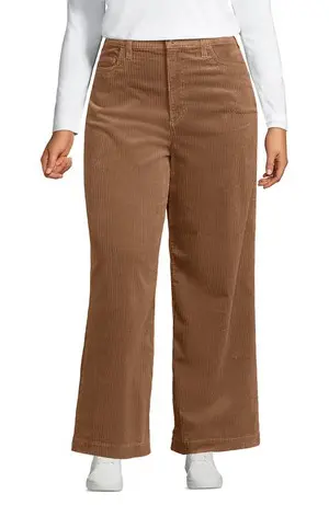 LANDS' END High Rise Wide Leg Corduroy Pants - Maple Toffee