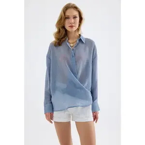 MONLICIA Rosalie Viscose Striped Relaxed Shirt Dress - Blue