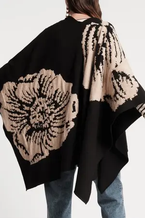 FRANCES VALENTINE Ginny Wrap Carefree Chrysanthemum - Black/camel