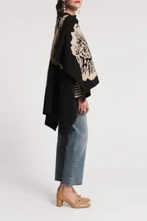 FRANCES VALENTINE Ginny Wrap Carefree Chrysanthemum - Black/camel