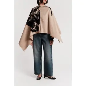 FRANCES VALENTINE Ginny Wrap Carefree Chrysanthemum Camel/navy